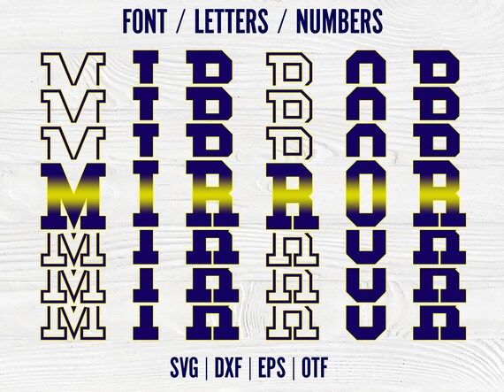 Mirror Font OTF Mirror Letters SVG College Font Svg Varsity - Etsy
