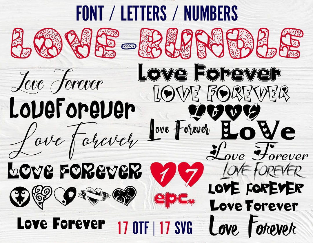 Love Font Otf Bundle Hearts Letters Svg Valentines Font Svg Letters ...