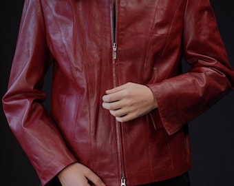 GFF GIANFRANCO FERRE Cherry Red Leather Jacket Vintage 90s - Etsy