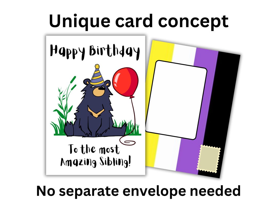 Non-binary Birthday Card for Your Gender Neutral Sibling From a Proud ...