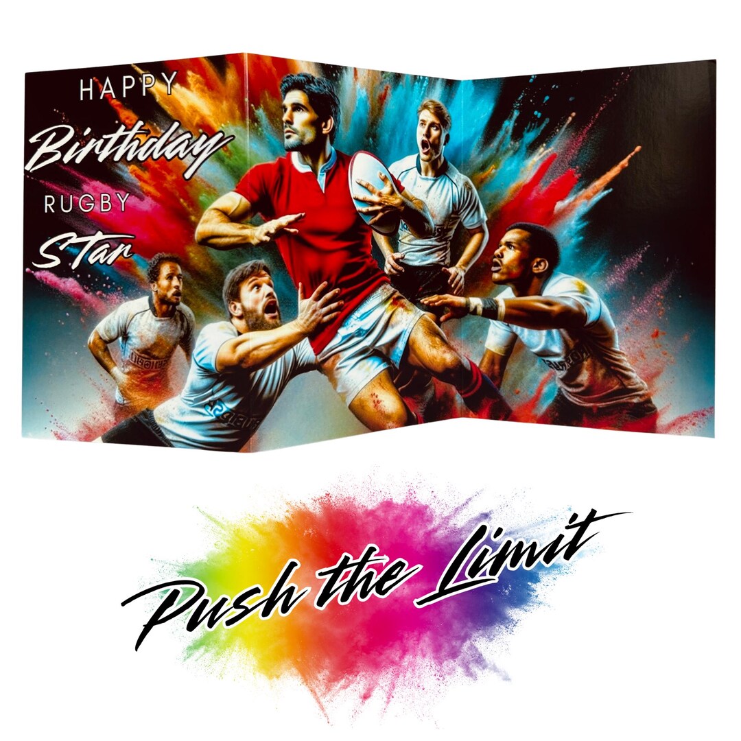Rugby Happy Birthday Greetings Card for the Person Who Likes Playing or ...