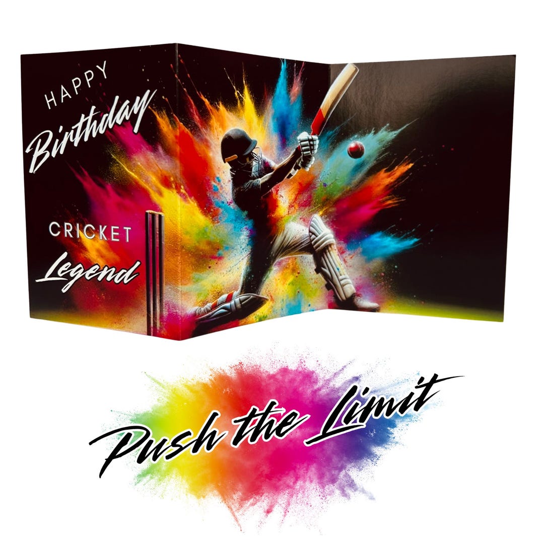 Cricket Happy Birthday Greetings Card for All Fans & Supporters Showing ...