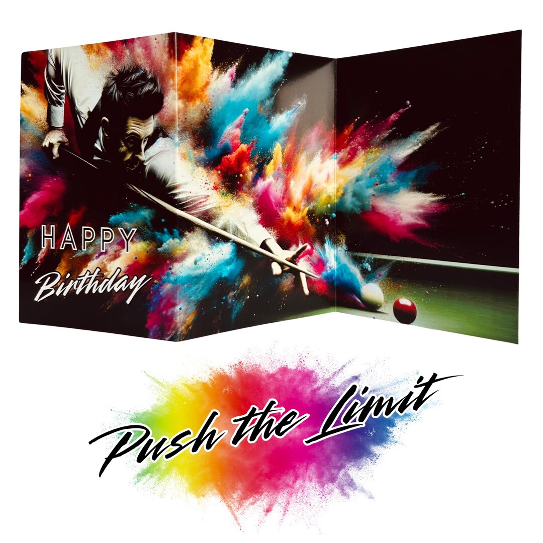 Snooker Birthday Card: Paint Splatter Design, Envelope-free - Etsy