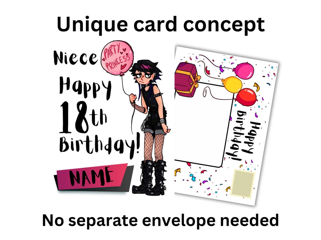 18th Birthday Card for Your Goth Girl Niece. Personalised Eighteenth ...