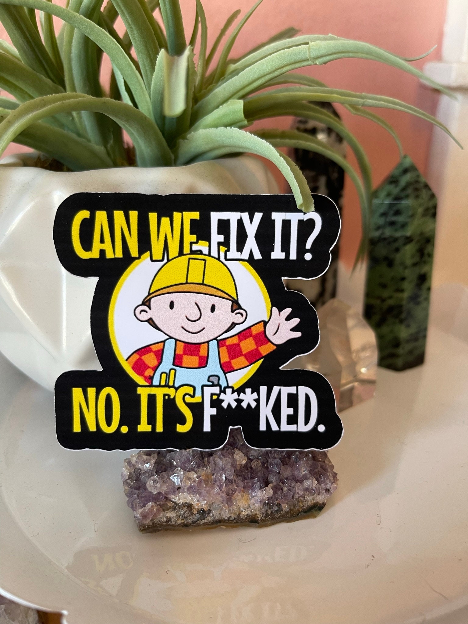 Builder 'can We Fix It' Vinyl Sticker, Laptop Sticker, Water Bottle ...