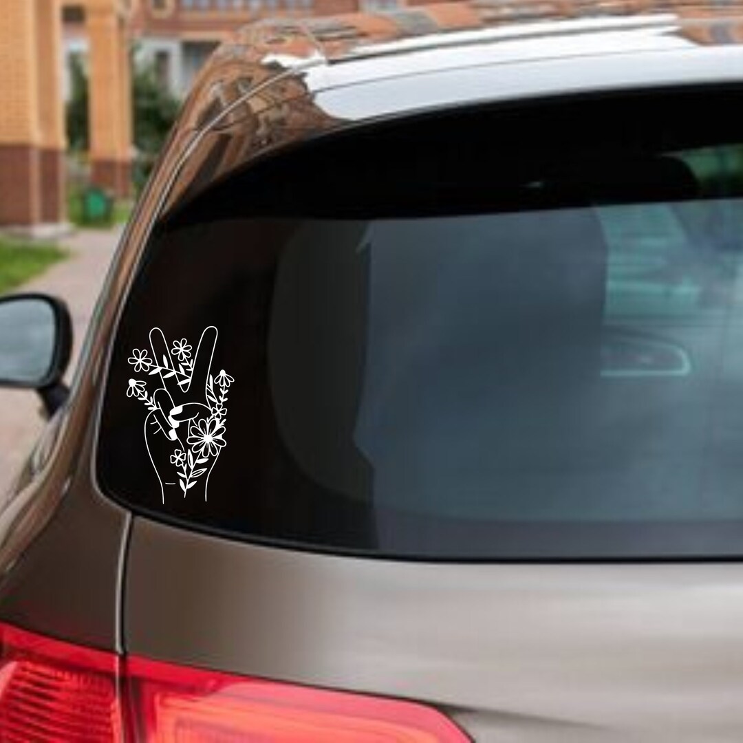 Peace Sign Flower Hand Decal - Etsy