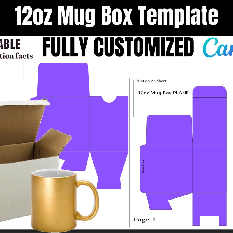 Mug Box Template - Etsy