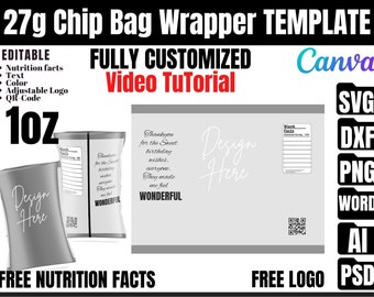 Chip Bag Template Canva Editable Blank Chip Bag DIY Custom - Etsy