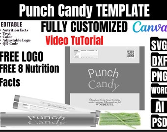 Sour Straws Candy 2oz 57g Blank Wrapper Template With Nutrition Facts ...