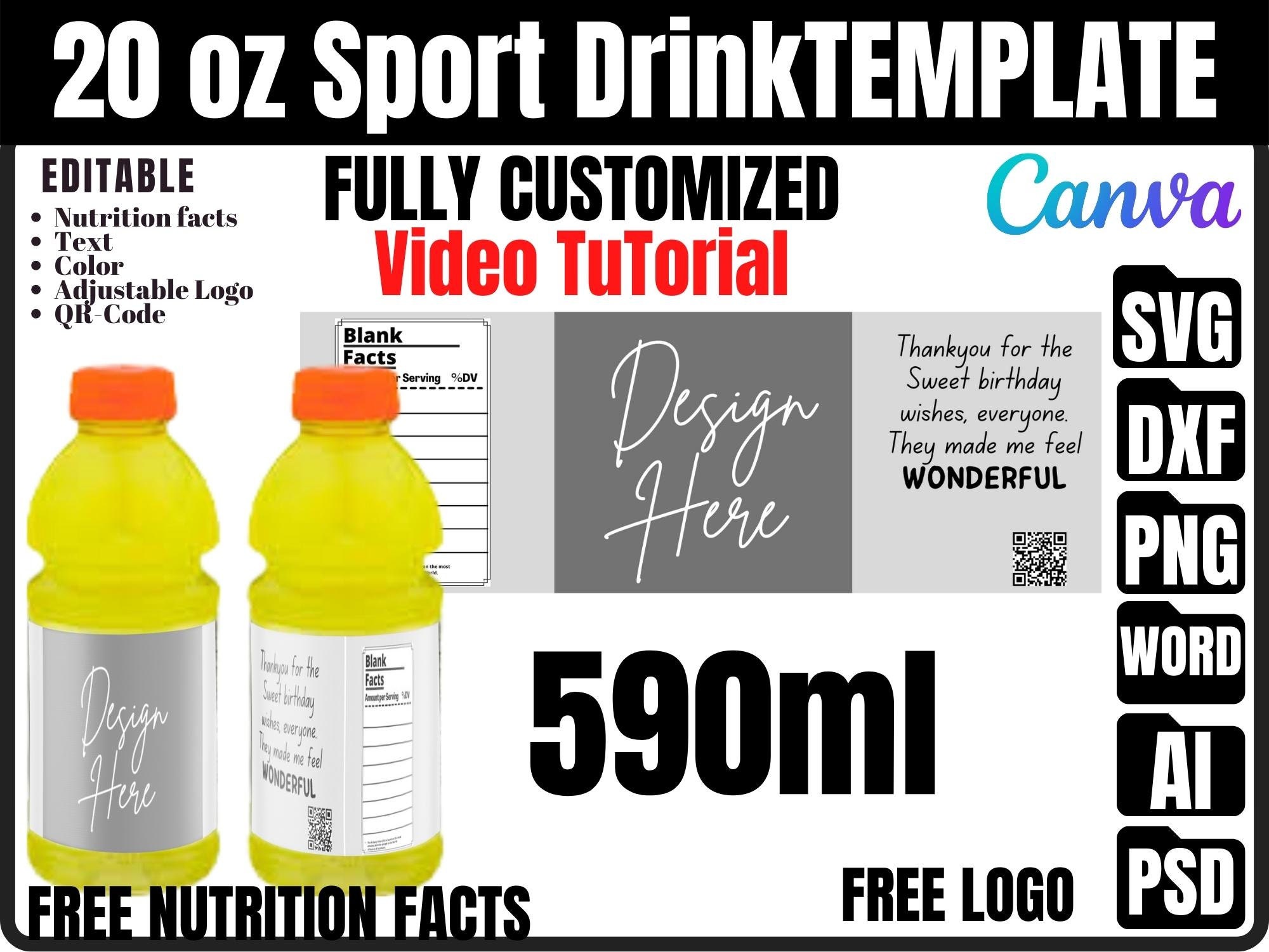 Sports Drink Bottle Blank Label Template, Sports Drink Wrapper Template ...