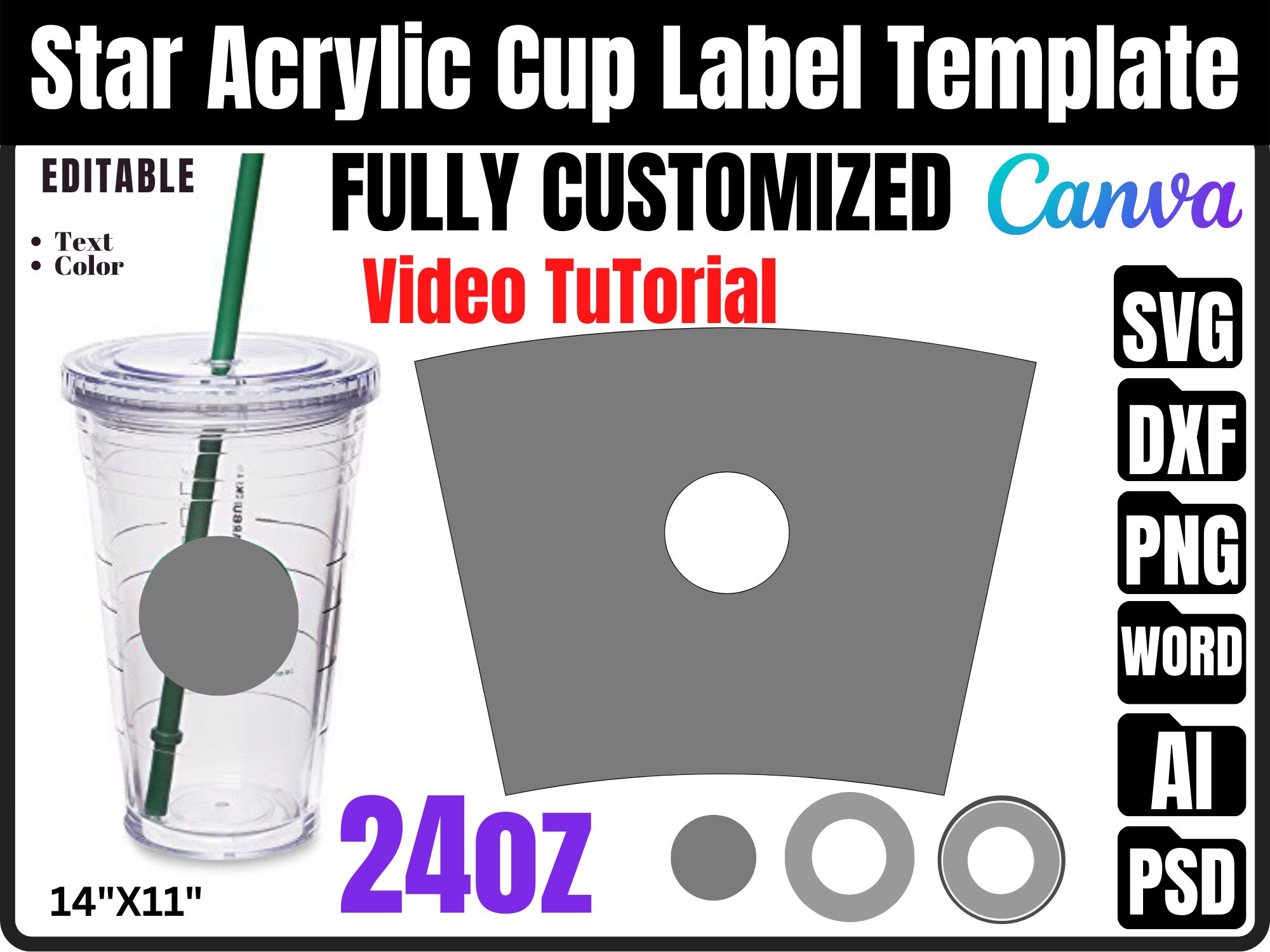 Star Cup Label Template Svg 24oz, Star Glass Full Wrap Template Svg ...