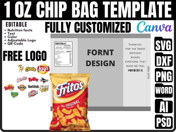 Chip Bag Template Instant Download Chip Bag Template Chip - Etsy