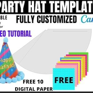Birthday Party Hat Template: Editable Cone Hat (digital Download) - Etsy
