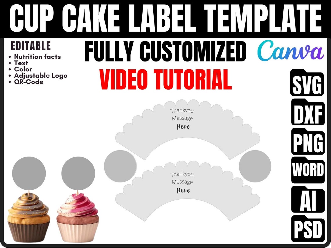 Cupcake Wrapper Template, Blank Cupcake Topper Template, Cake Topper ...