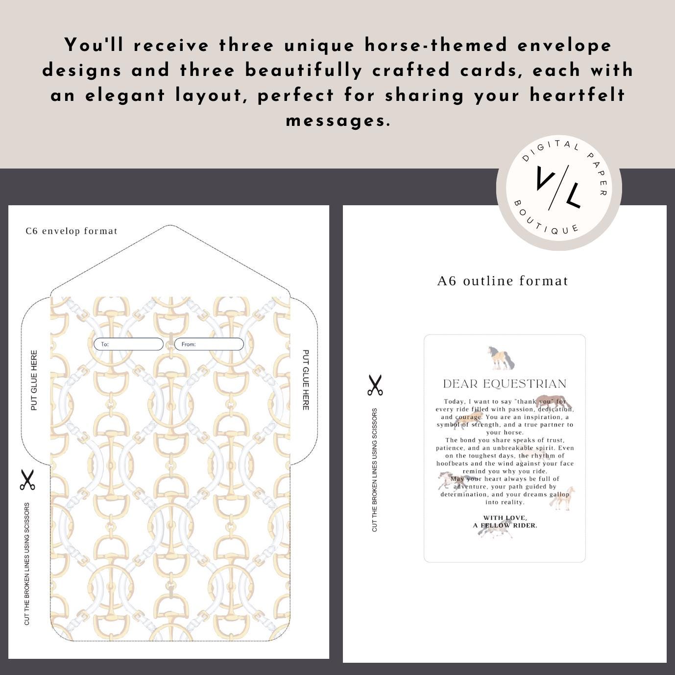 Printable Equestrian Cards & Envelopes | Horse-themed Stationery Set ...