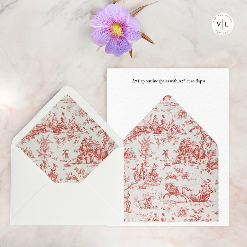 Vintage French Toile De Jouy Envelope Liner: Baroque Stationery ...
