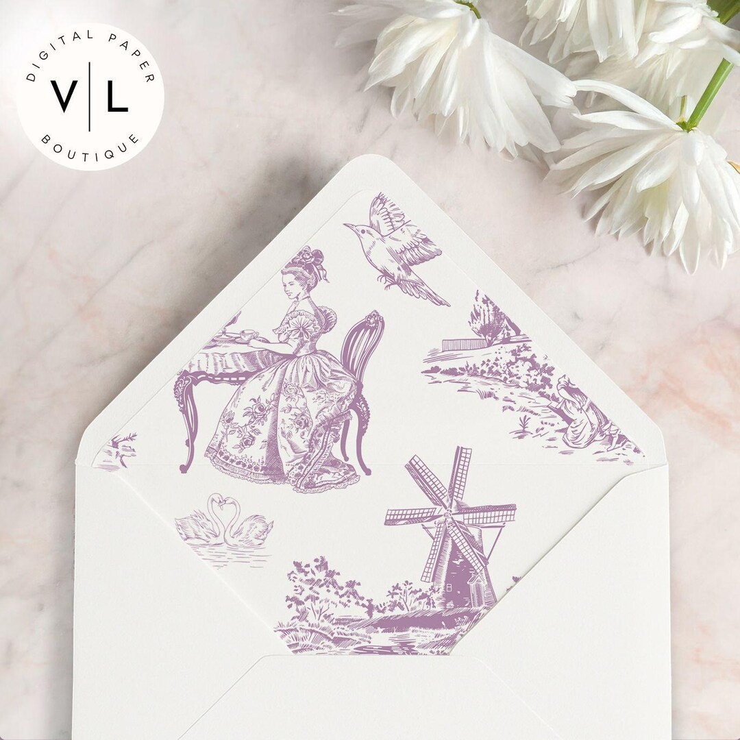 Vintage Toile De Jouy Envelope Liner: Rococo Wedding Stationery ...