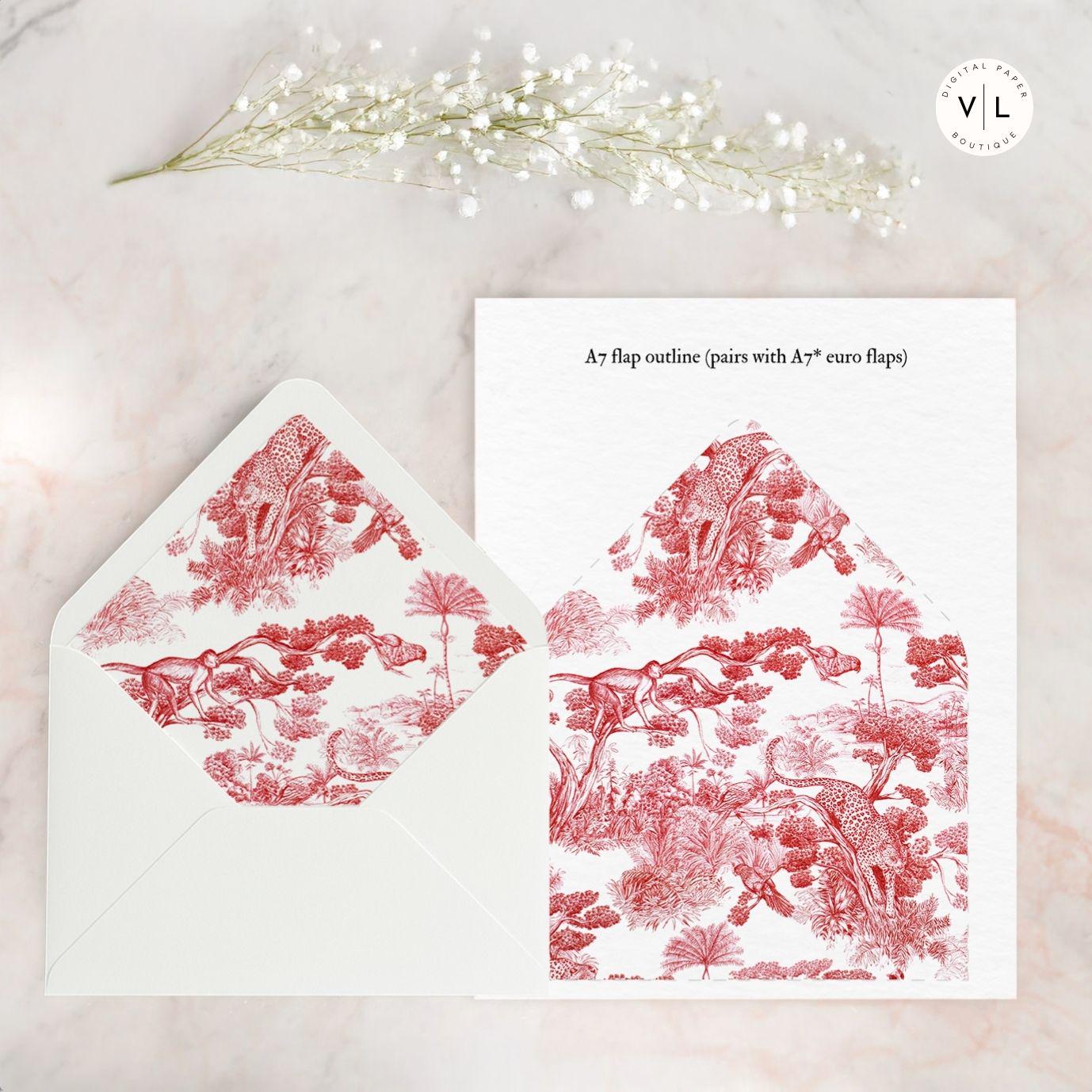 Vintage Jungle Toile Envelope Liner: Printable Safari Stationery ...