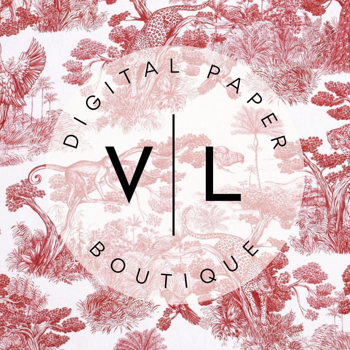 Vintage Jungle Toile Envelope Liner: Printable Safari Stationery ...