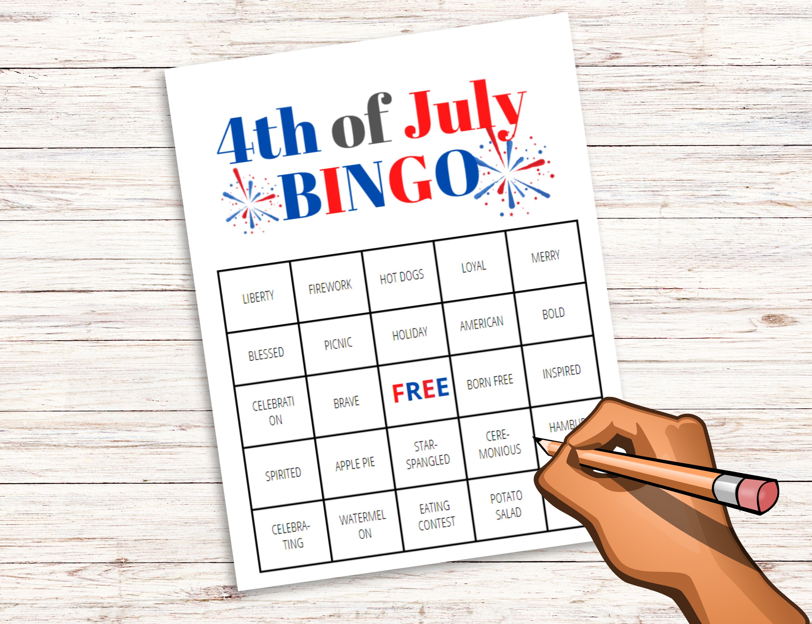 4th of July Bingo, Party Games, Printable Bingo Independence Day Bingo ...