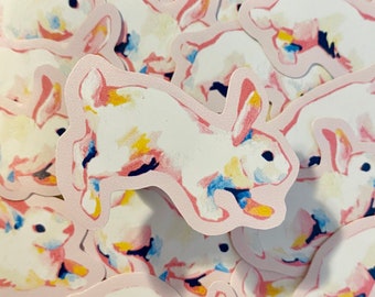 Pack of 10 Waterproof Vinyl Cute Rabbit Stickers, Easter Bunny Sticker ...