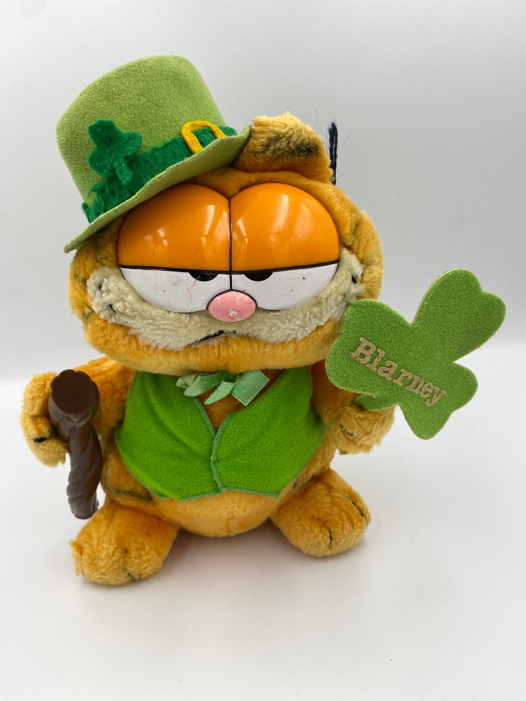 Garfield Irish Clover Leaf Blarney Cat Vintage Retro Soft Plush Toy ...