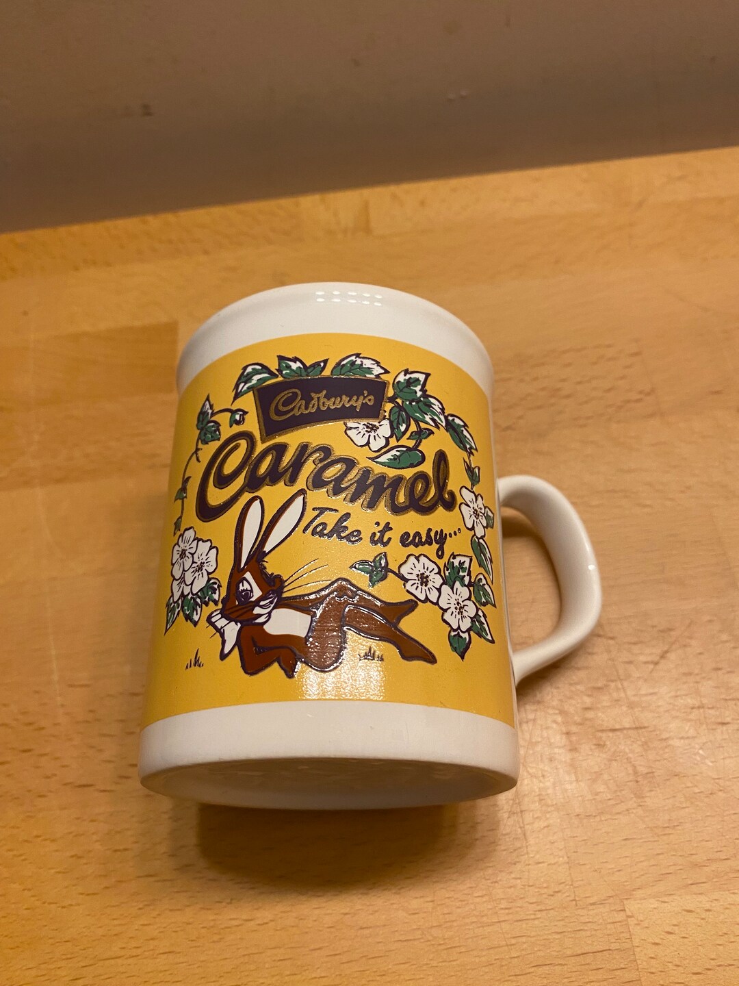 1990s Cadburys Caramel Rabbit take It Easy Vintage Retro Mug / Cup 9 ...
