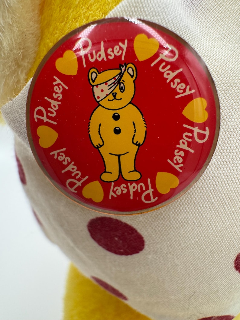 Retro 1980s Pudsey Bear Plush With Red Badge - Etsy