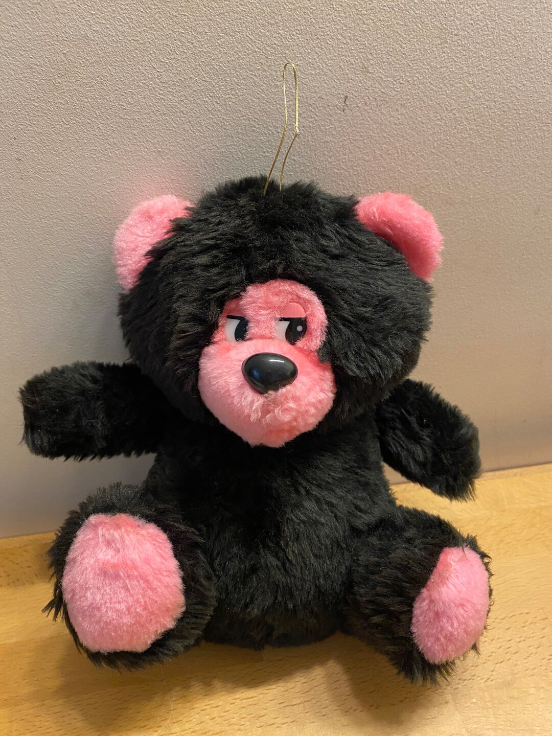 Retro Striking Pink and Black 1980s Teddy Bear Soft Plush Toy. by PMS ...