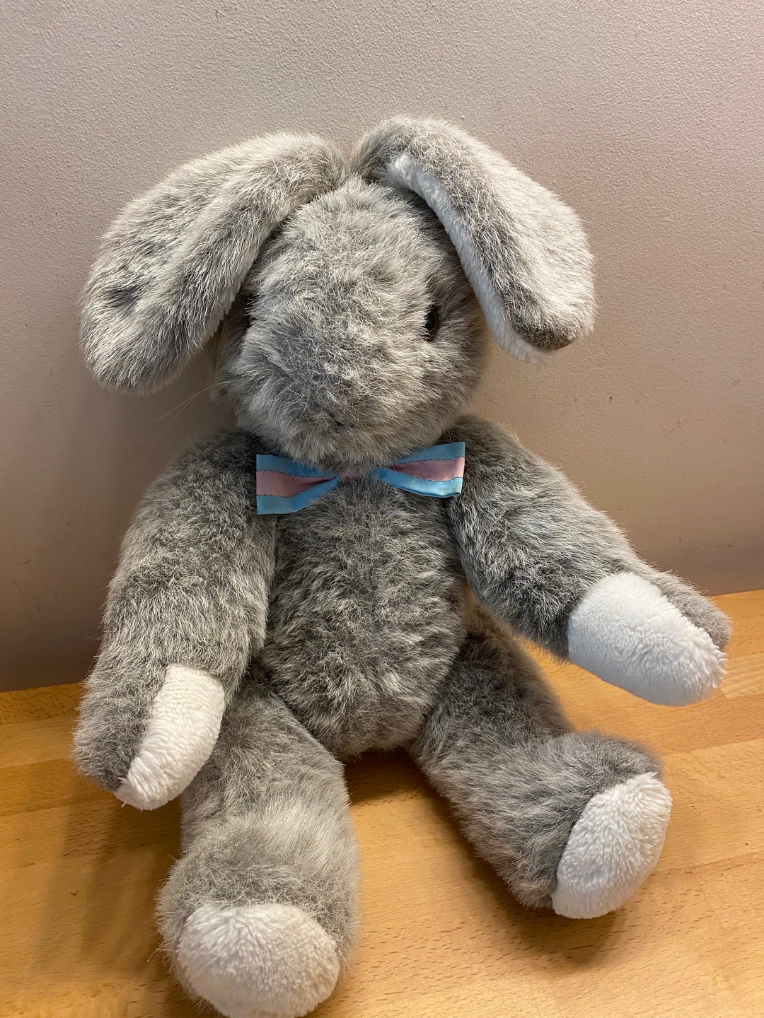 Large Jointed Applause 1985 Grey Bunny Rabbit Soft Plush Toy. Fantastic ...