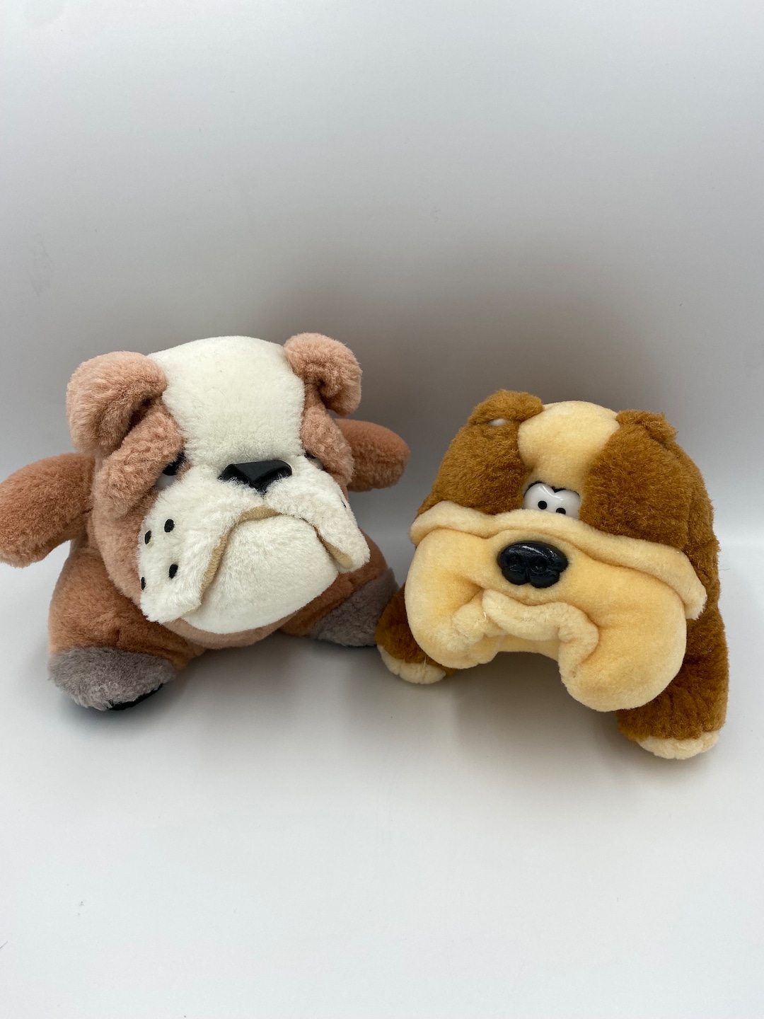 Pair of 1980s Bulldog Retro Soft Toy Dogs by Playmakers & PMS. Full of ...