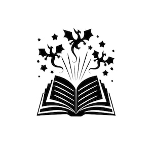 Reading Svg, Imagination Svg, Dragons Svg, Book Svg, Dragons Flying ...