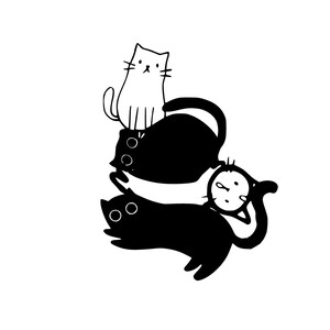 Cats Svg, Stacked Cats Svg, Yin and Yang Cats Svg, Stack of Cats Svg ...