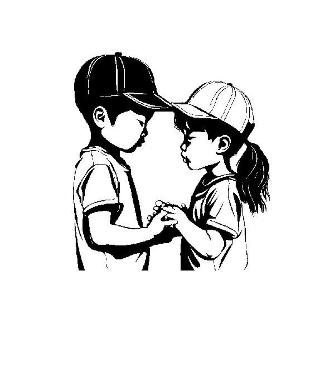 Brother and Sister Asian Girl Asian Boy Vector File in SVG - Etsy