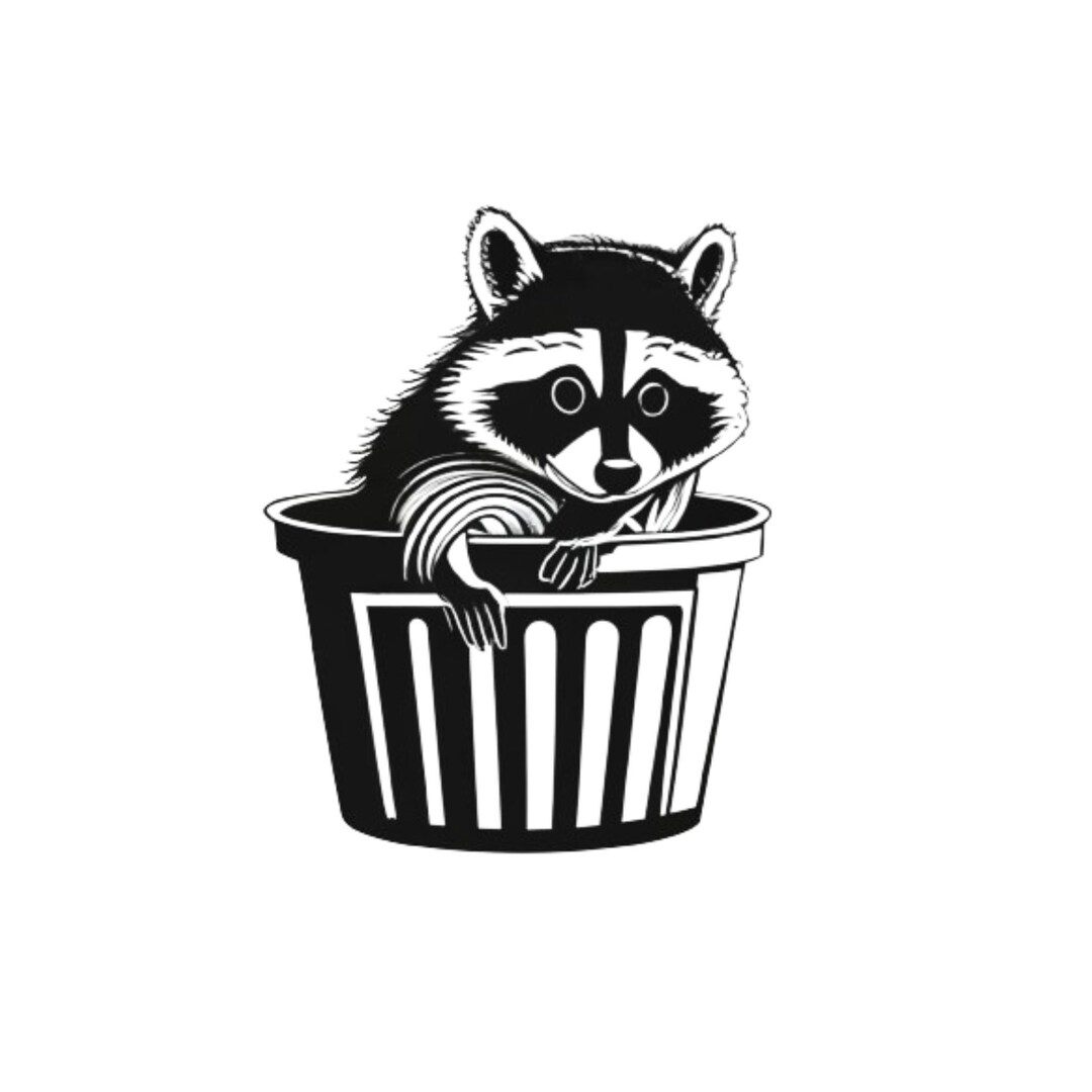 Raccoon Svg, Trash Panda Svg, Raccoon in Trashcan Svg, Raccoon Clipart ...