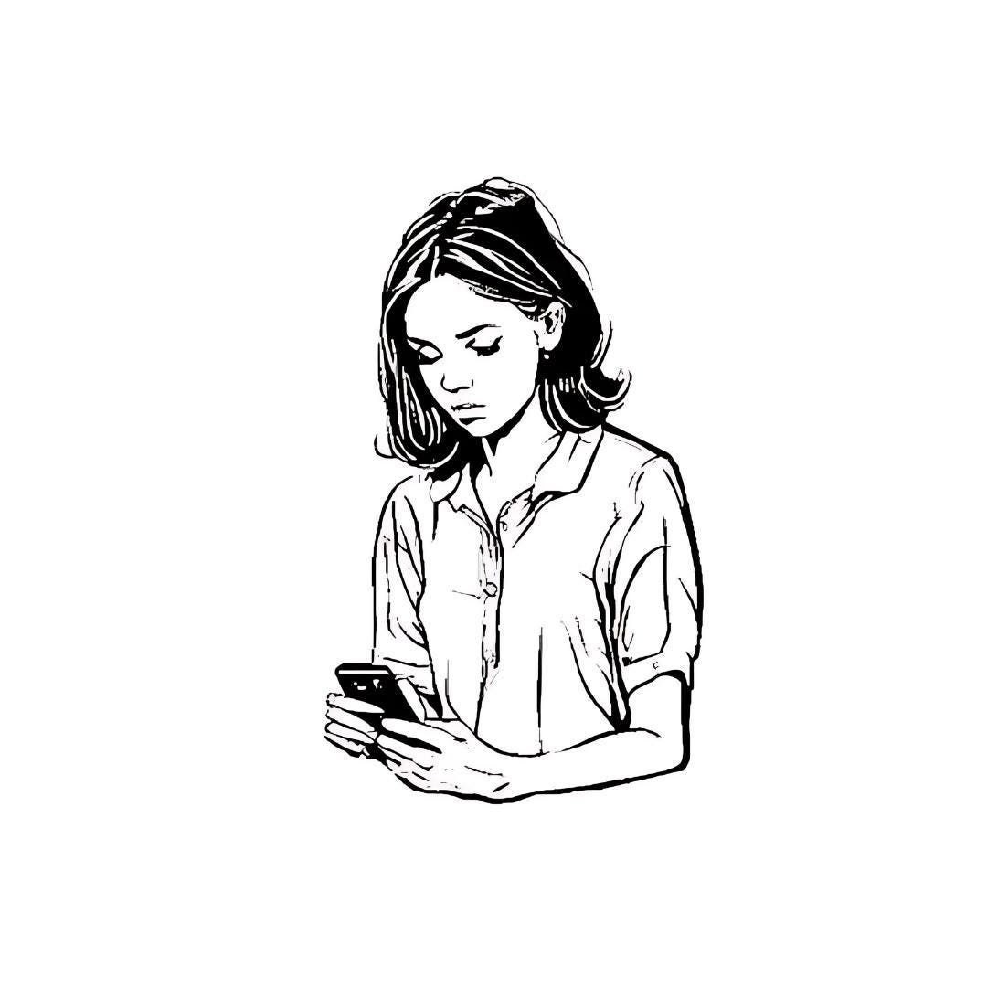 Girl Texting Svg, Girl Messaging Svg, Girl With Cell Phone Svg, Texting ...