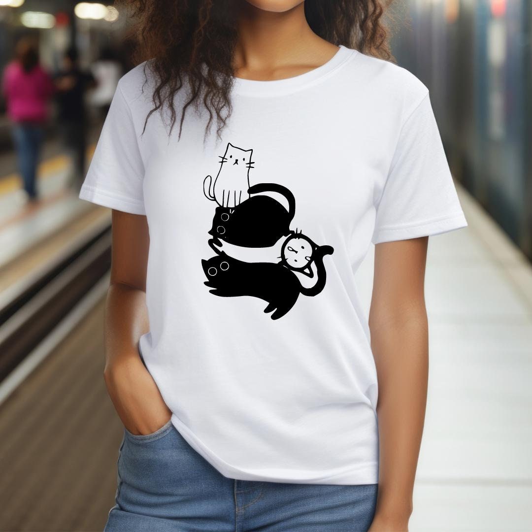 Cats Svg, Stacked Cats Svg, Yin and Yang Cats Svg, Stack of Cats Svg ...