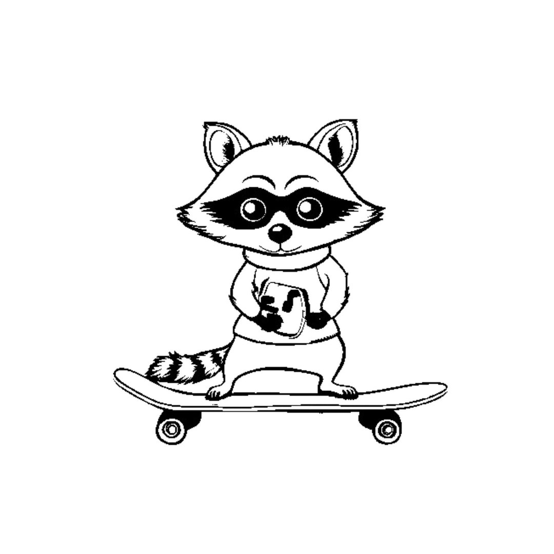 Raccoon Svg, Cute Raccoon Svg, Raccoon Skateboarding Svg, Skateboard ...