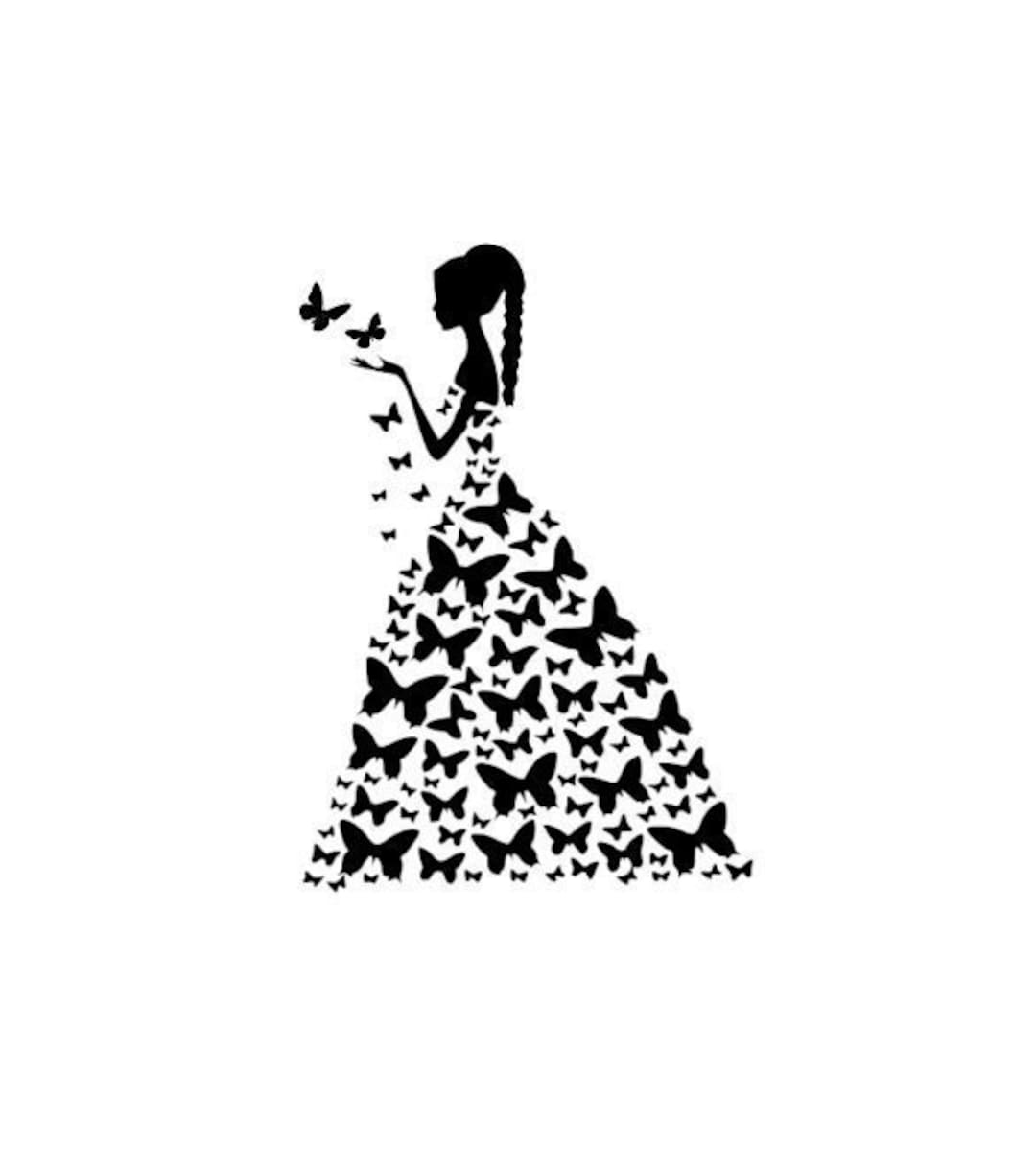 Woman in Butterfly Dress Svg, Beauty Svg, Fashion Svg, Quinceanera Svg ...