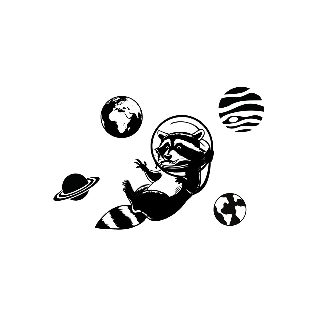 Raccoon Svg, Raccoon in Space Svg, Raccoon With Planets Svg, Planets ...