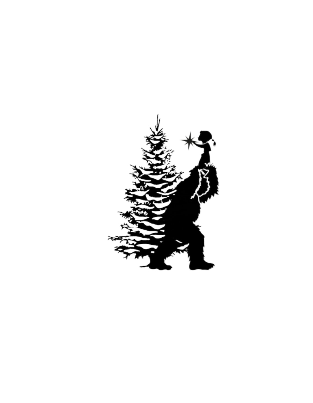 Christmas Bigfoot SVG: Sasquatch With Tree, Star (digital Download) - Etsy