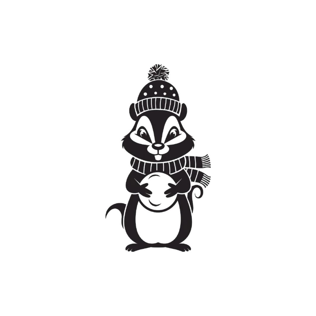 Chipmunk Svg, Chipmunk in Winter Svg, Snowball Svg, Chipmunk With ...