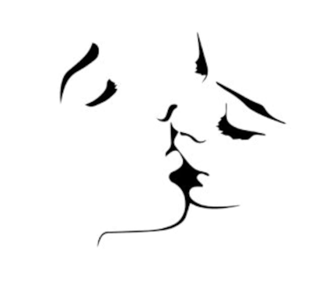 Couple Kissing Svg, Kissing Svg, Kiss Svg, Faces Svg, Vector File in ...