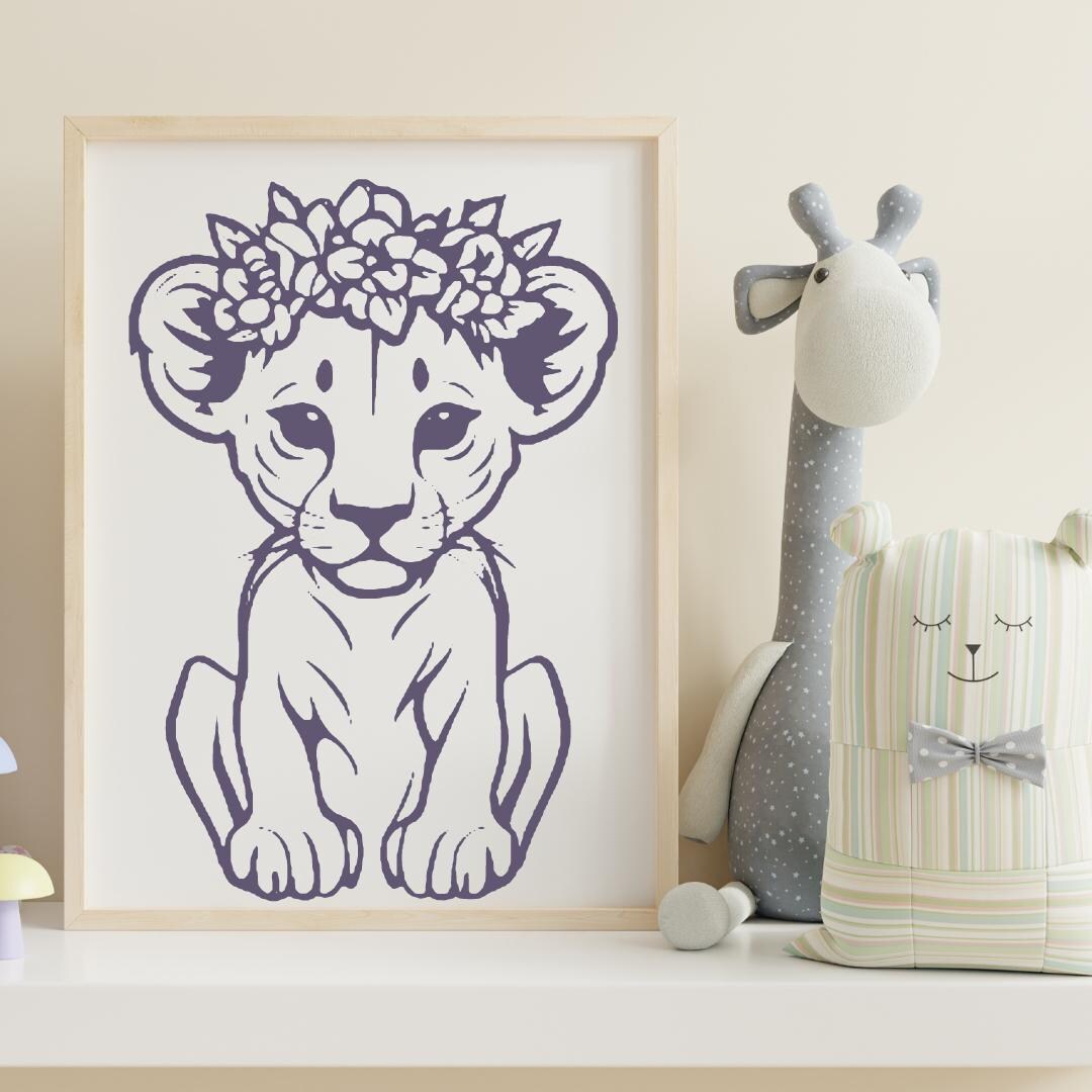 Lion Cub Svg, Cute Cartoon Lion Svg, Lion Svg, Floral Lion Svg, Floral ...