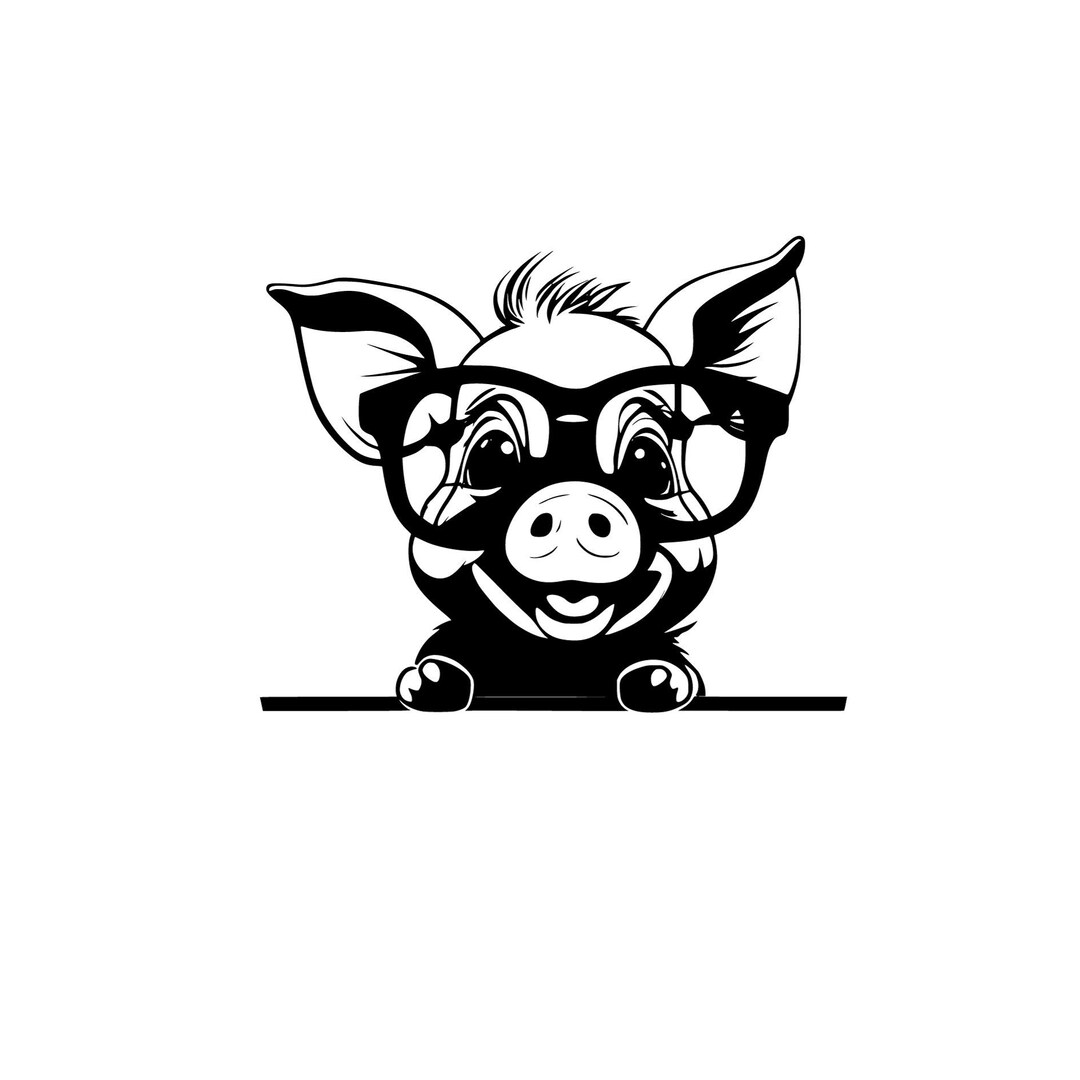 Pig Svg, Cute Pig Svg, Funny Pig Svg, Pig With Glasses Svg, Glasses on ...