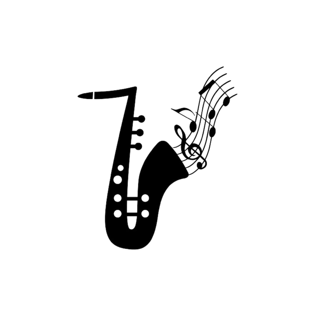 Saxophone & Music Notes SVG Clipart: Musical Design (digital Download ...