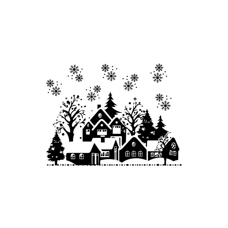 Snow Village Svg, Village Svg, Town Svg, Town in Snow Svg, Winter Svg ...