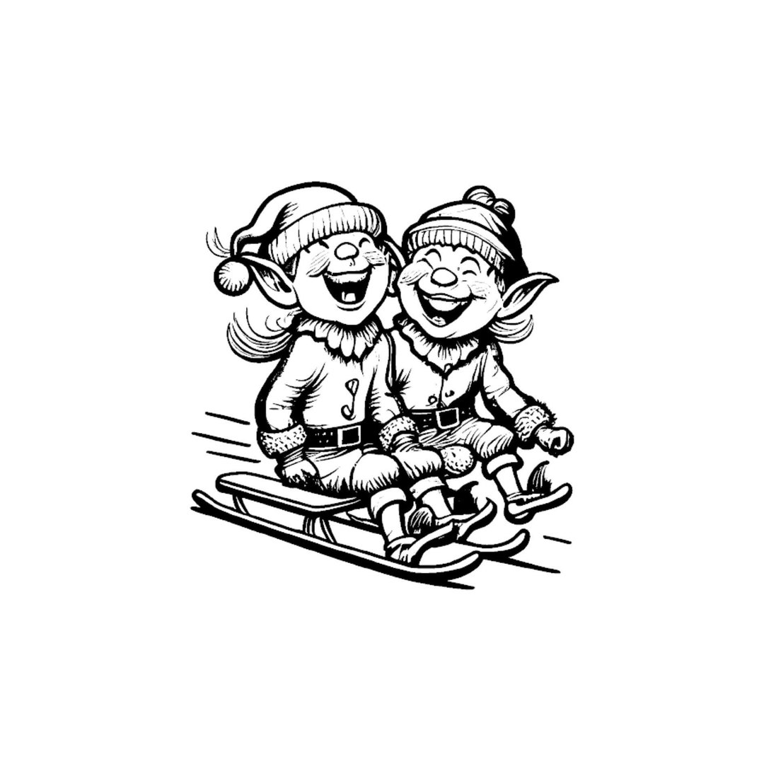 Sledding Elves Svg, Wlves Svg, Sledding Svg, Christmas Elves Svg, Snow ...