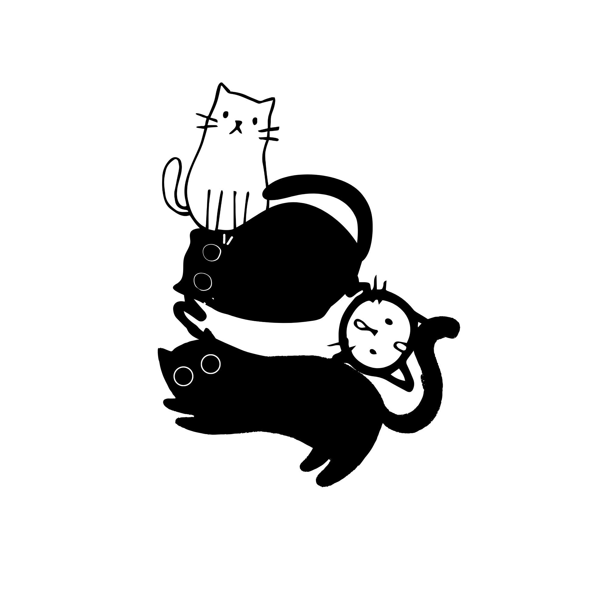 Cats Svg, Stacked Cats Svg, Yin and Yang Cats Svg, Stack of Cats Svg ...