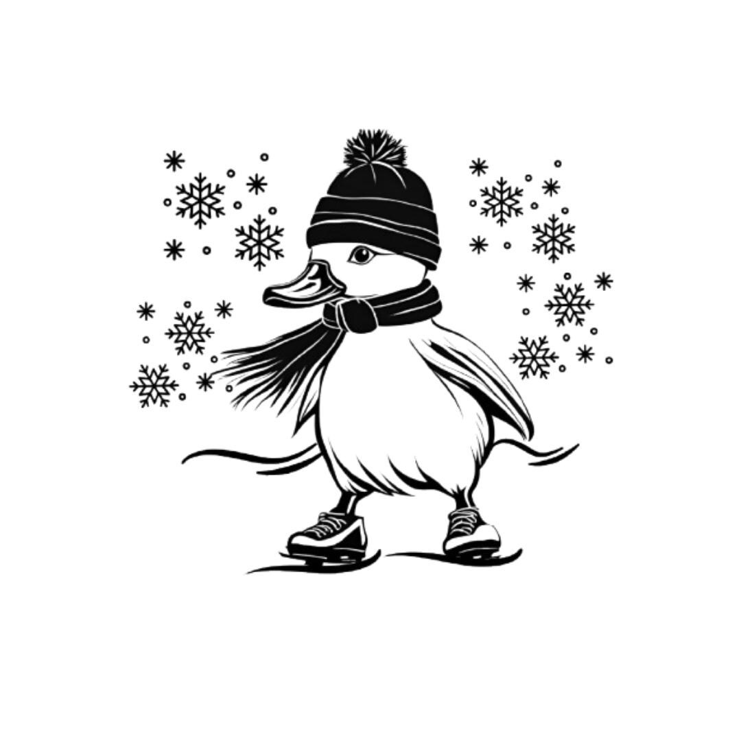 Duck Svg, Ice Skating Duck Svg, Duck Ice Skating Svg, Winter Duck Svg ...